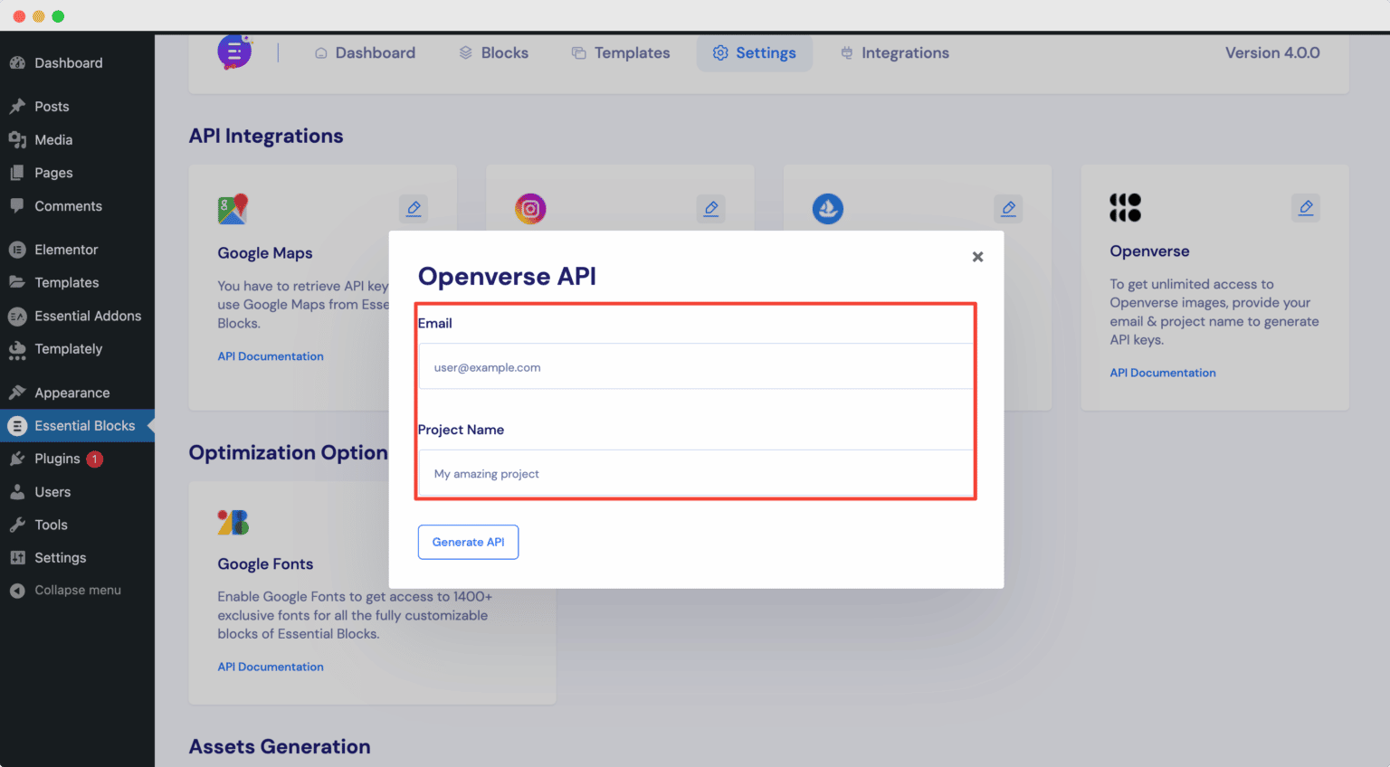 How To Generate Openverse API With Essential Blocks? - Essential Blocks