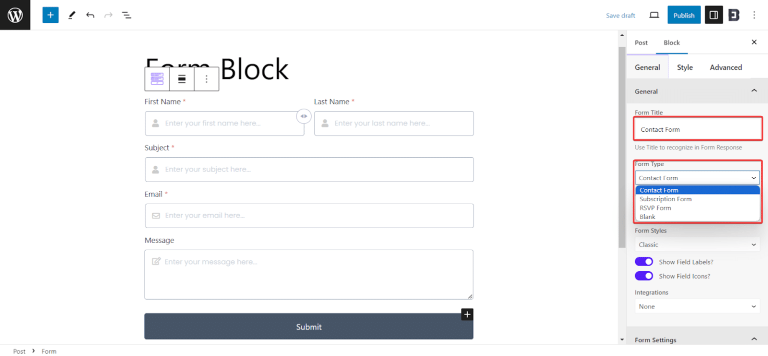 EB Form Block - Essential Blocks