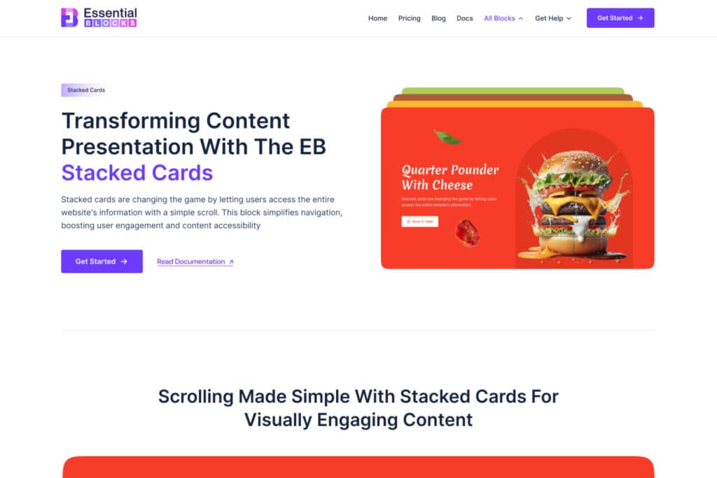 Stacked Cards | Essential Gutenberg Blocks for WordPress