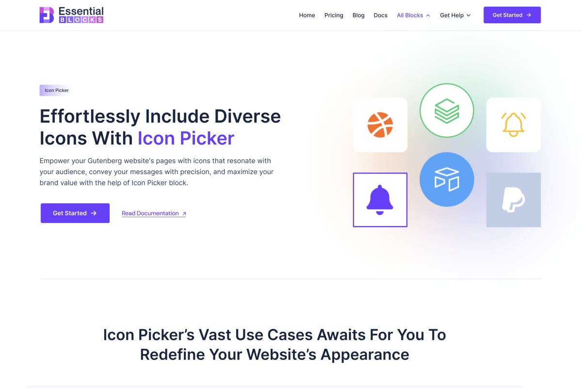 Icon Picker Essential Blocks
