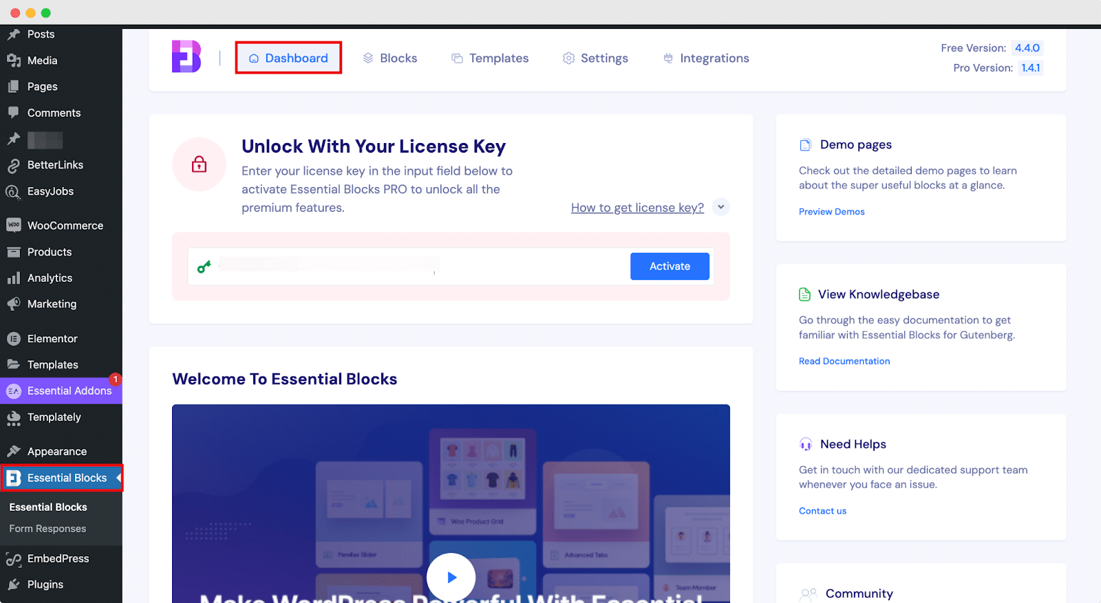 How To Verify Essential Blocks PRO License Key To Authentic? - Essential Blocks