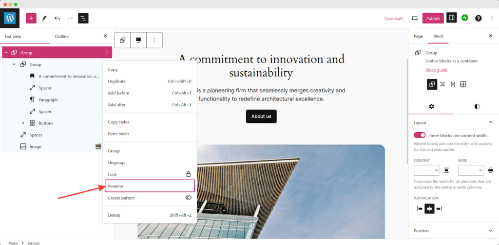 How to Rename Group Blocks in Gutenberg? - Essential Blocks