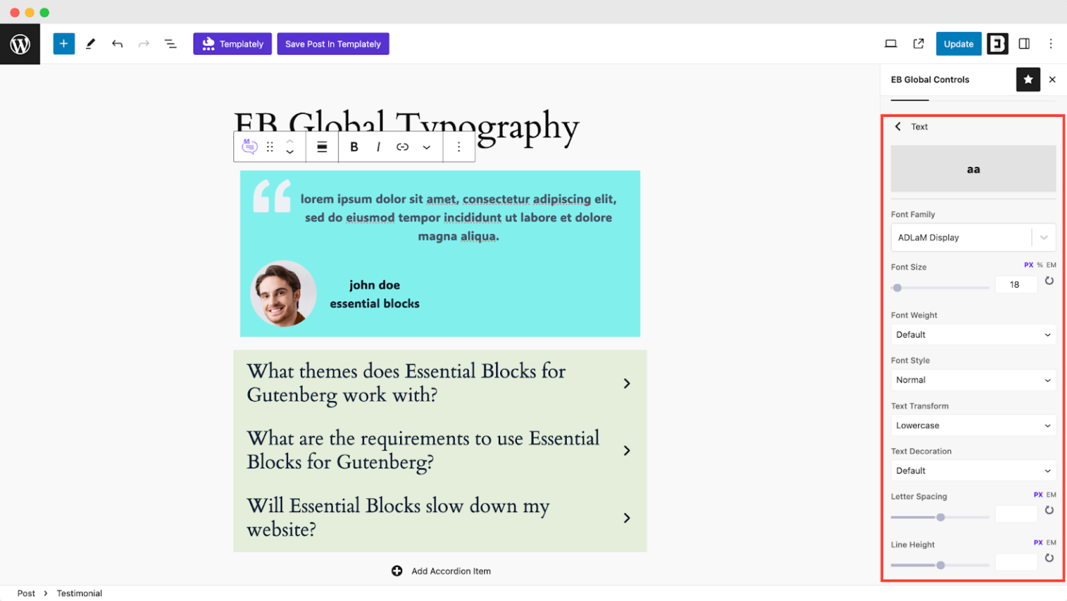 How to Customize Typography in Gutenberg Globally [2026] - Essential Blocks